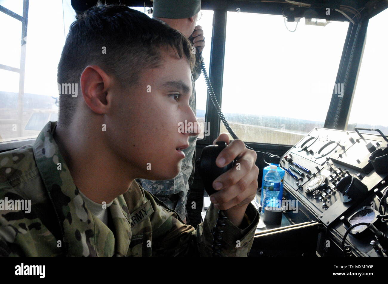 U.S. Army Pfc. Josh McLaughlin, air traffic control operator with ...