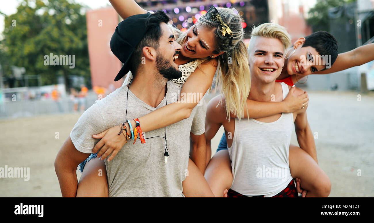 Group of young happy friends having fun time Stock Photo - Alamy