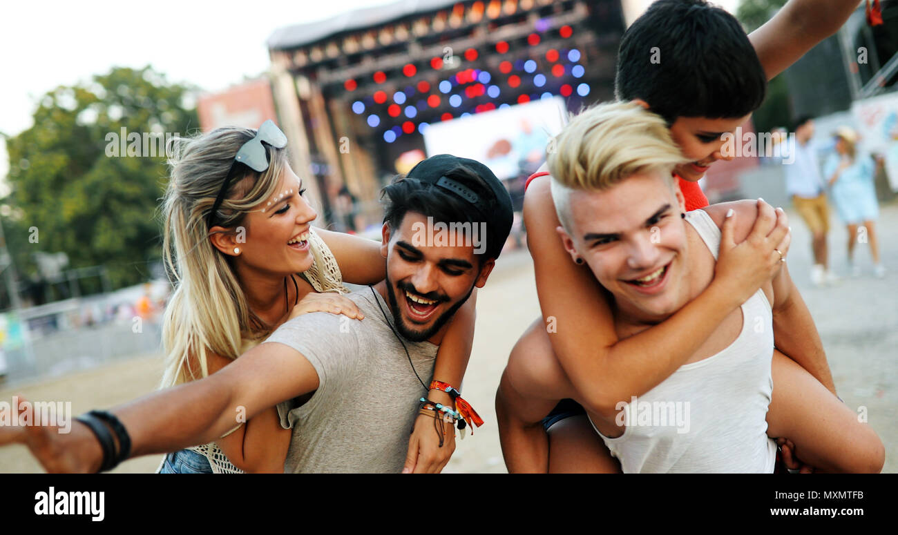 Group of young happy friends having fun time Stock Photo - Alamy