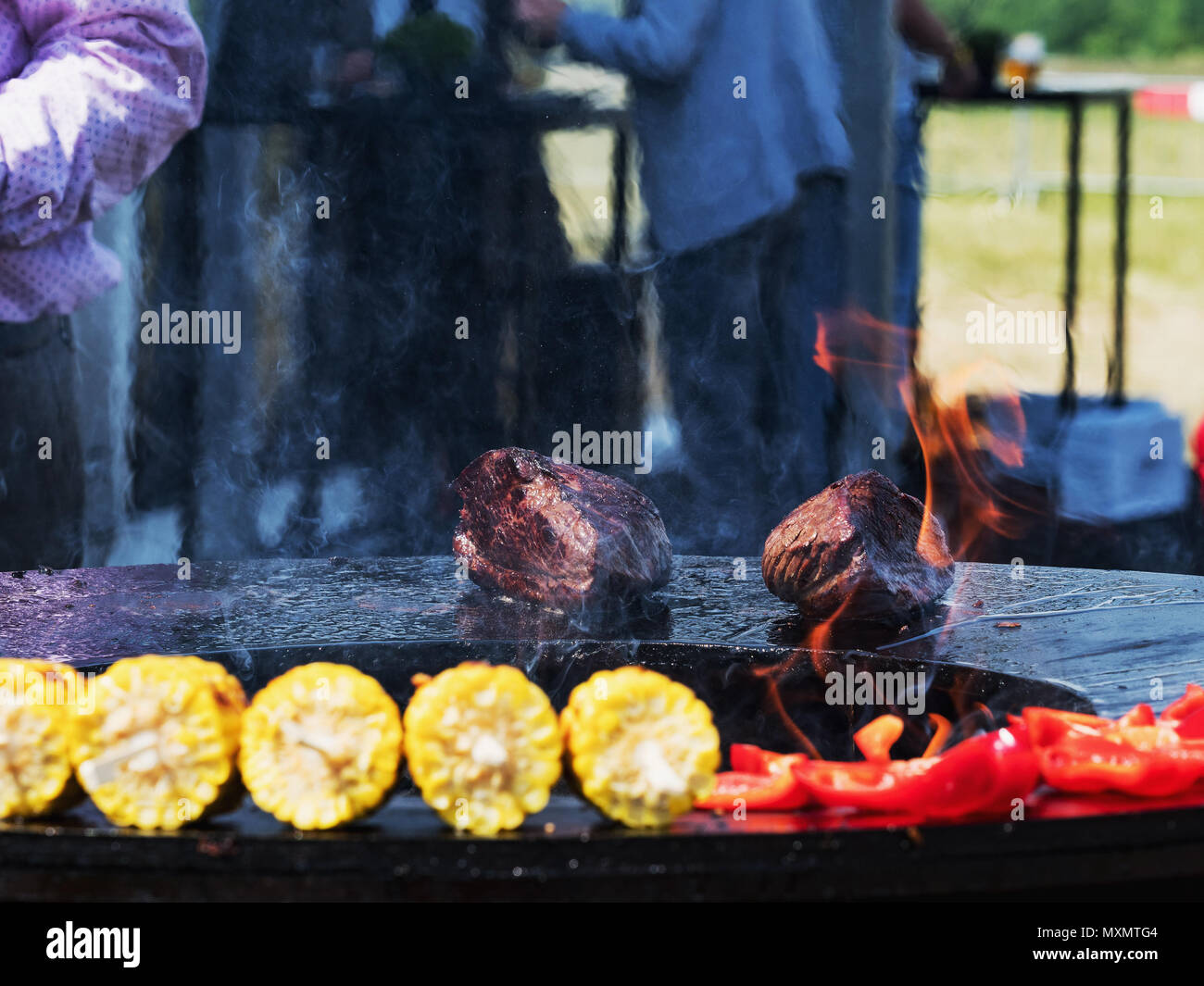 Assorted delicious grilled bbq meat on bbq grill hi-res stock ...