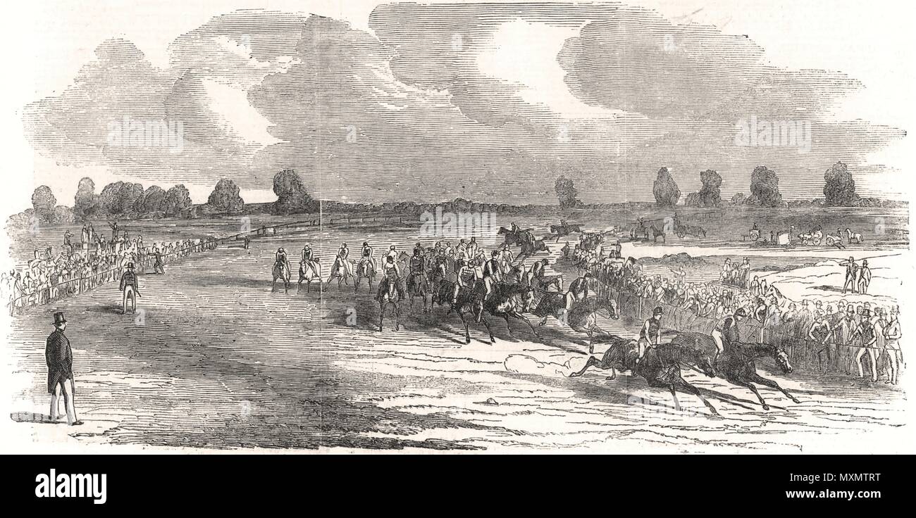Tattenham Corner, Epsom racecourse. Surrey 1851. The Illustrated London ...