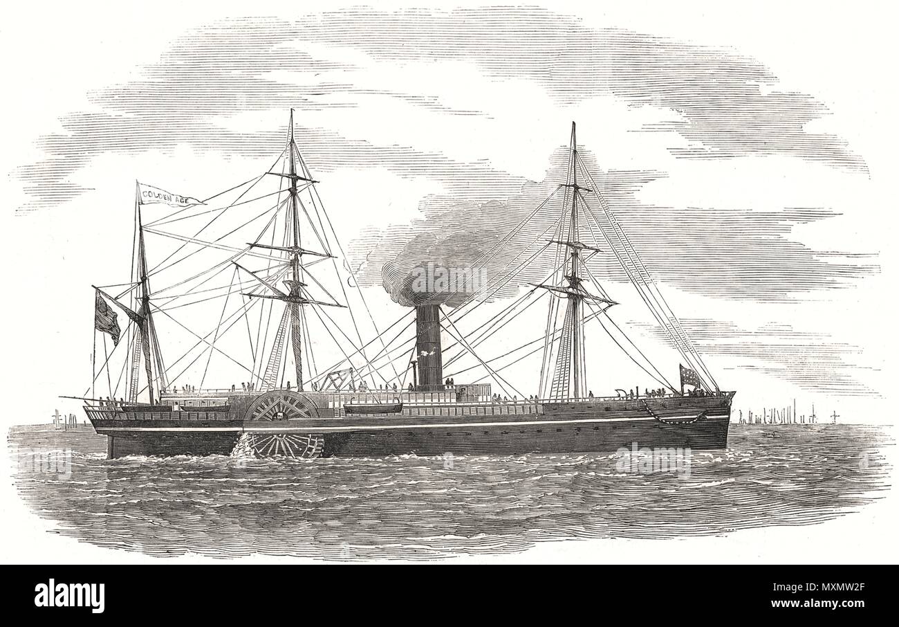 " The Golden Age " American steam-ship. USA 1853. The Illustrated ...