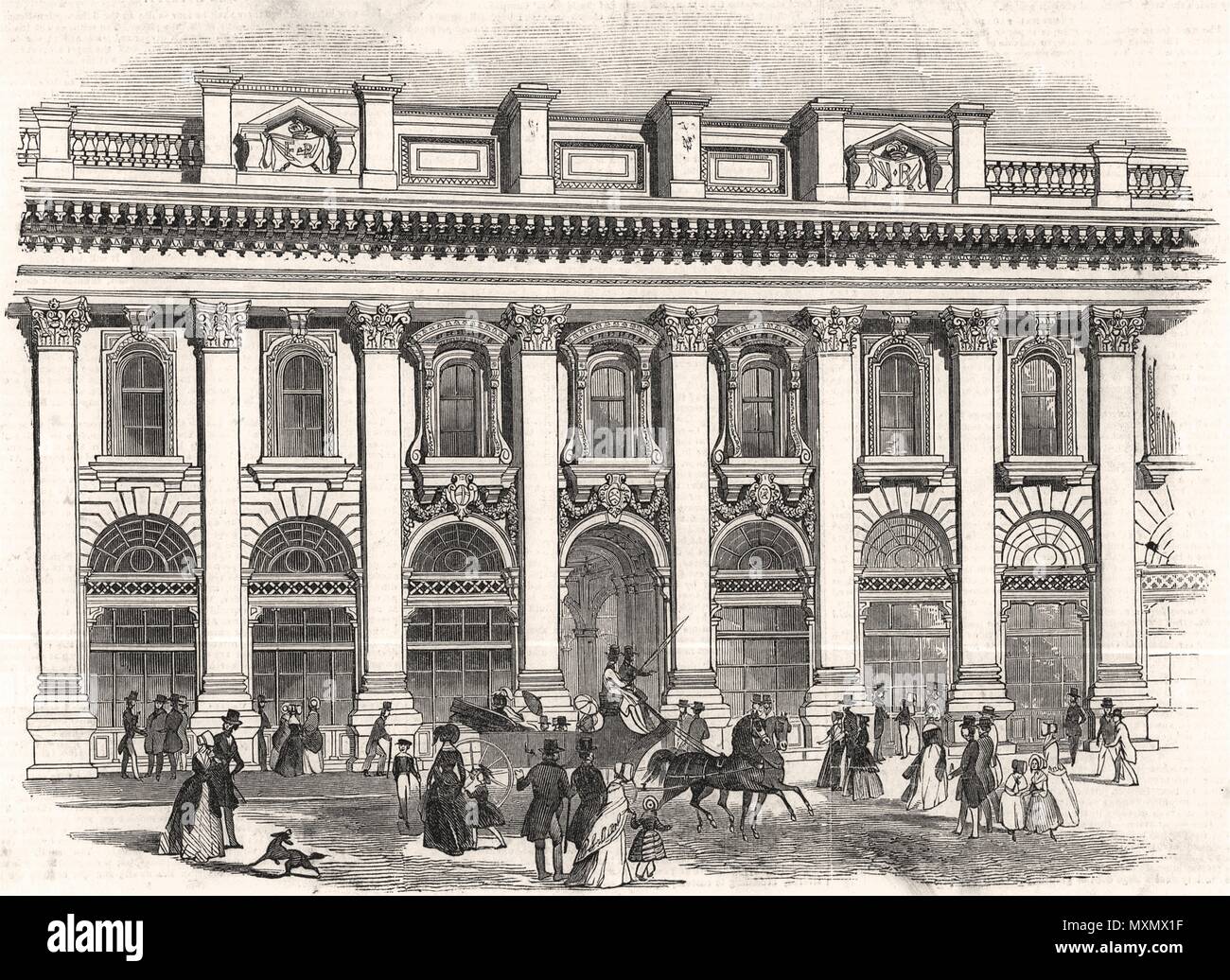 The new Royal Exchange - the South entrance. London 1844. The ...