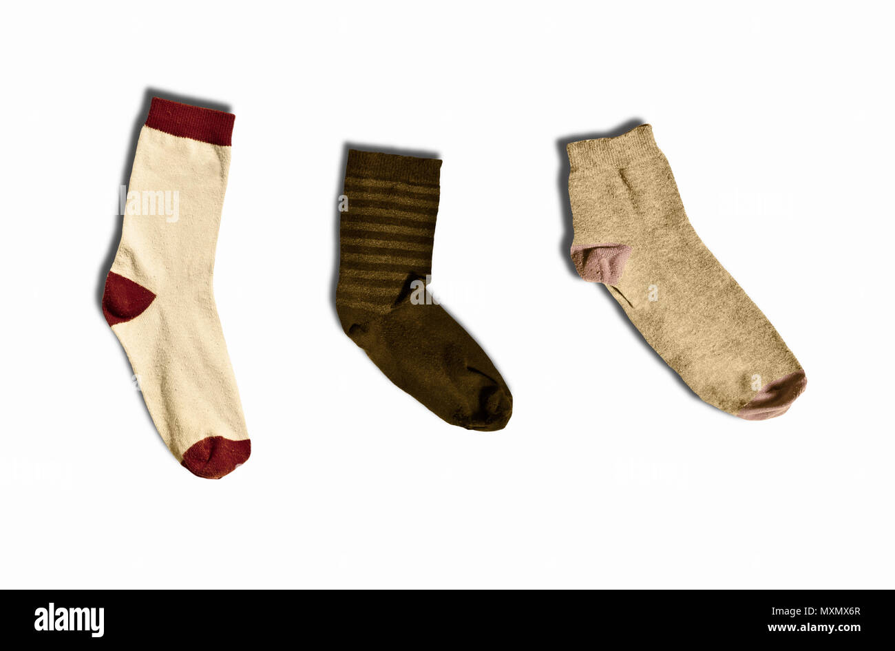 old socks, isolated on white background Stock Photo - Alamy