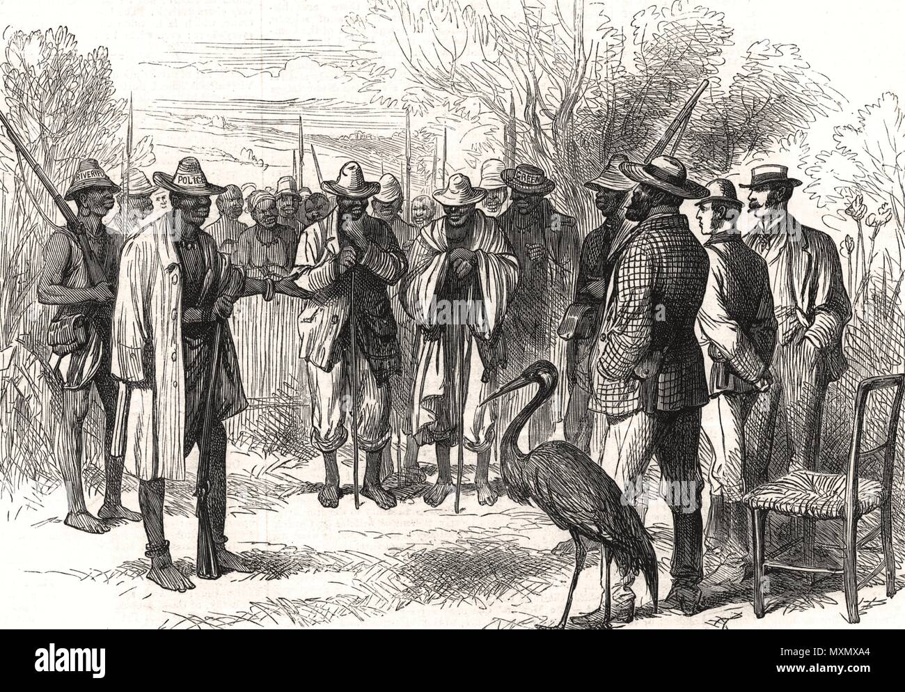 The Kaffir War Farmer Hall and his Kaffir prisoners. South Africa 1878 ...