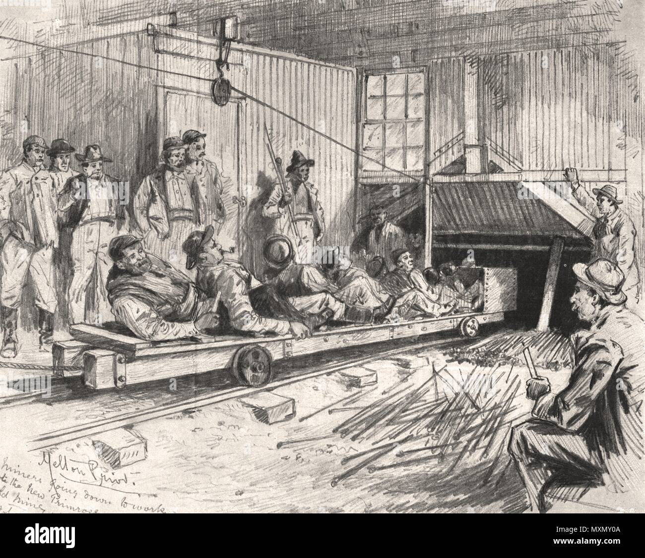 The Primrose Gold-Mine, Johannesburg miners going to work. South Africa ...