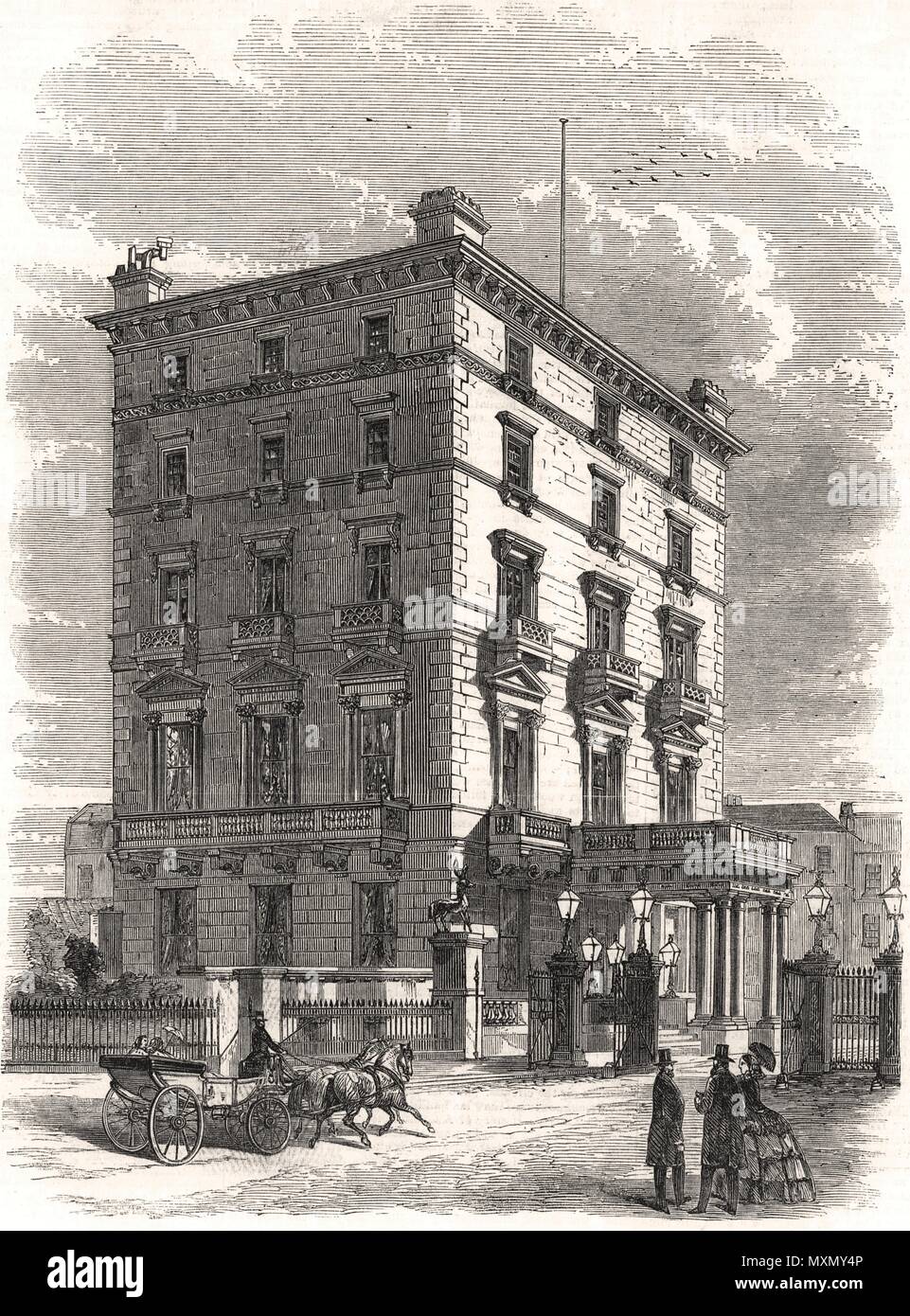 The French Embassy, Albert Gate, Hyde Park. London 1858. The ...