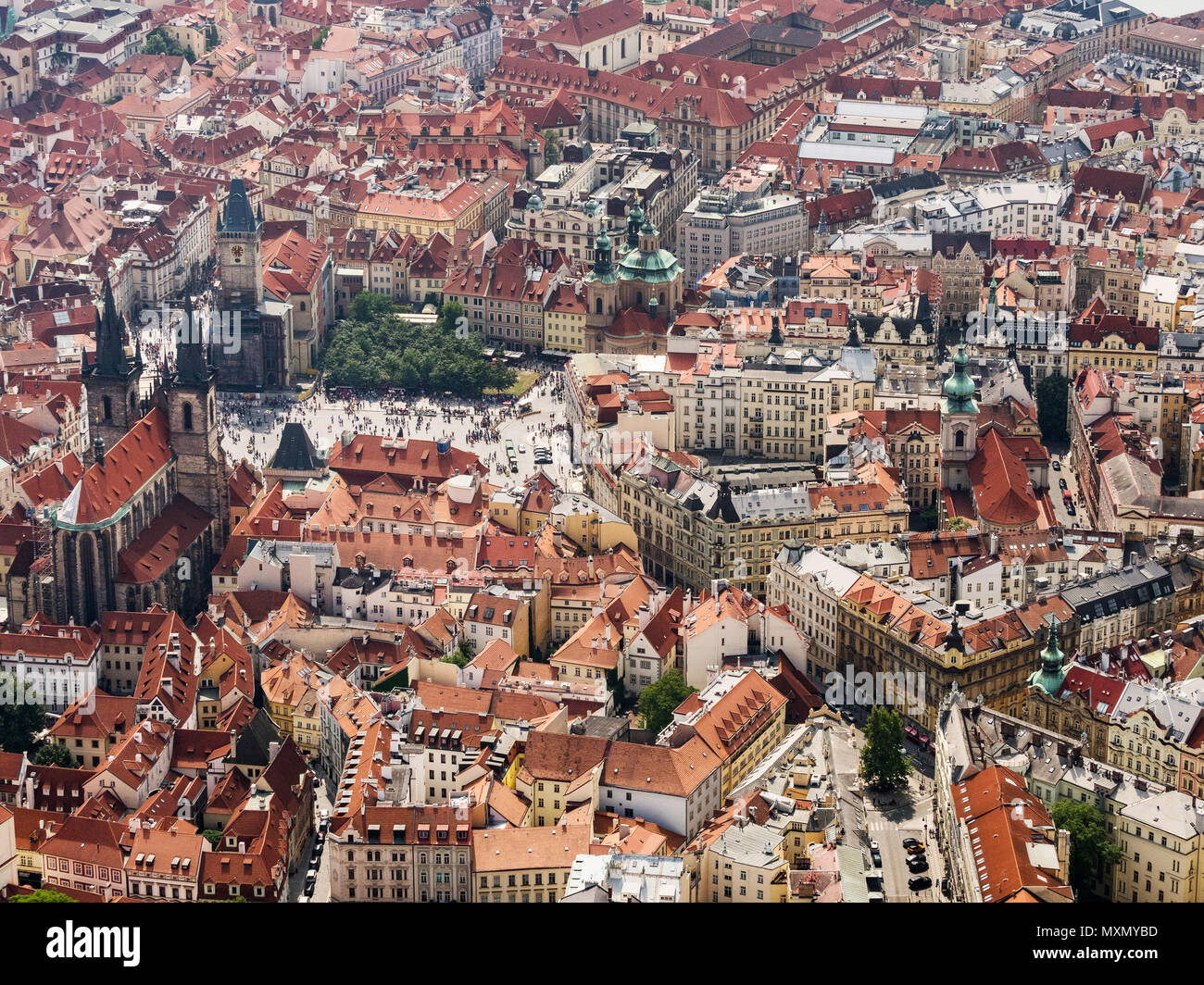 Aerial view on Prague City, Czech Republic. Panoramic view from ...