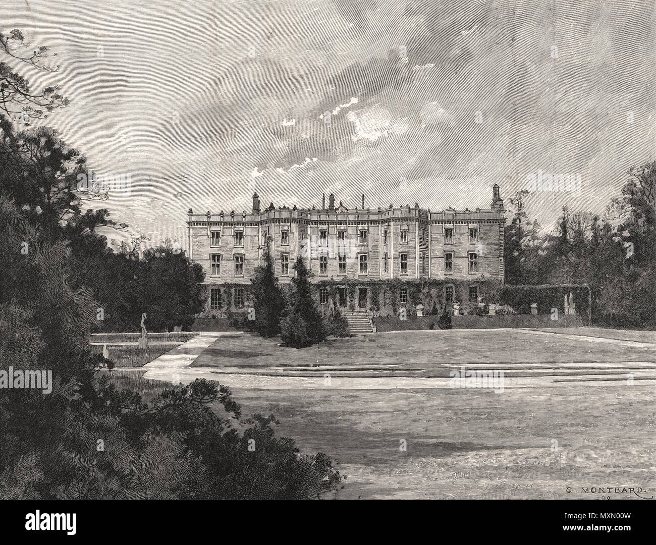 Hughenden Manor back view and private gardens. Buckinghamshire 1893 ...