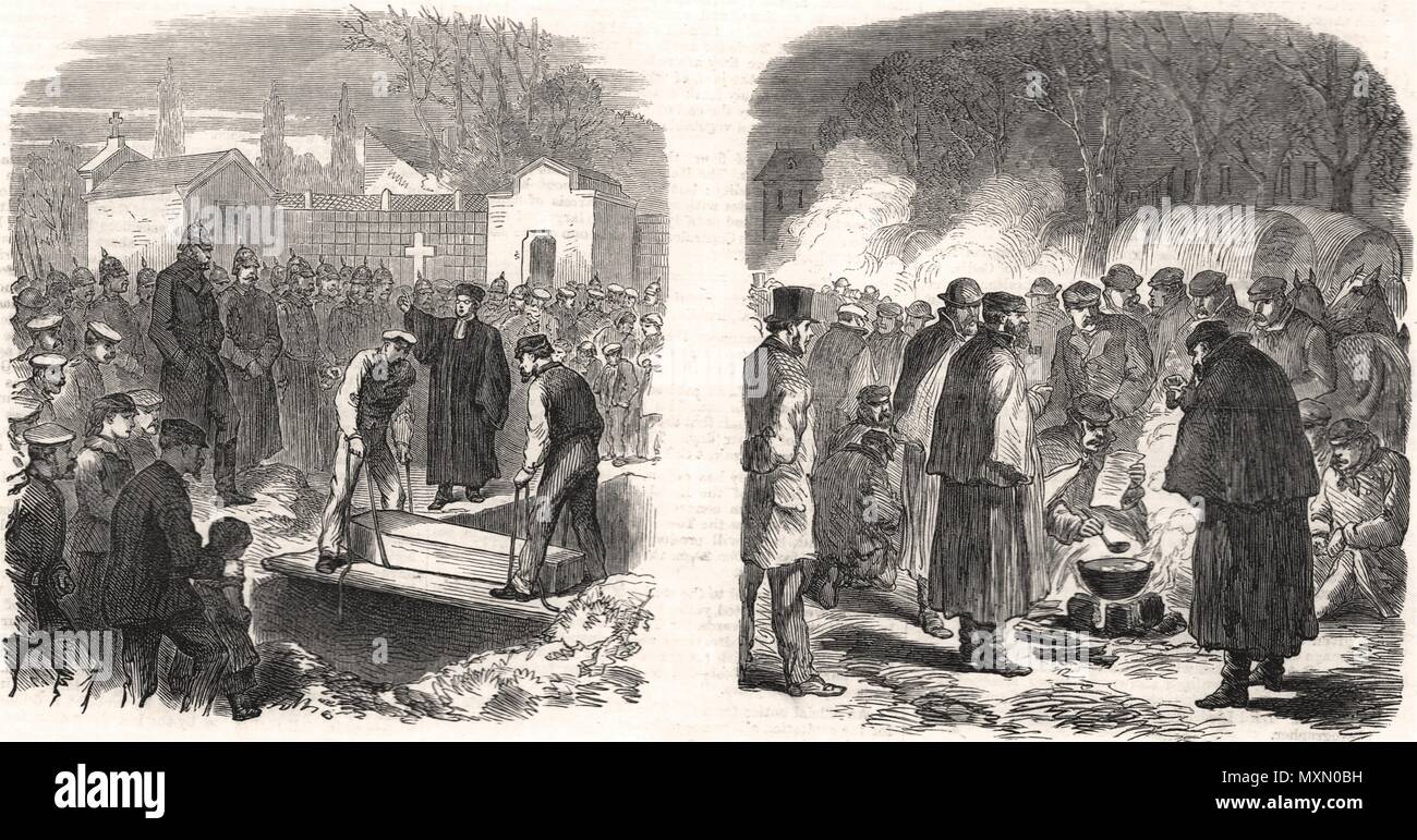 Prussian Military Funeral at Versailles; German waggoners 1870. The ...