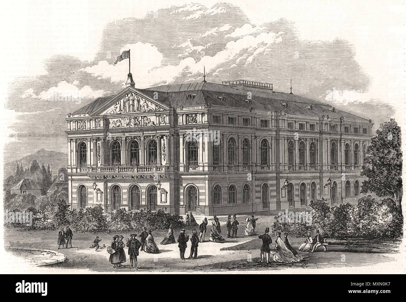 Baden-Baden The theatre. Germany 1865. The Illustrated London News ...