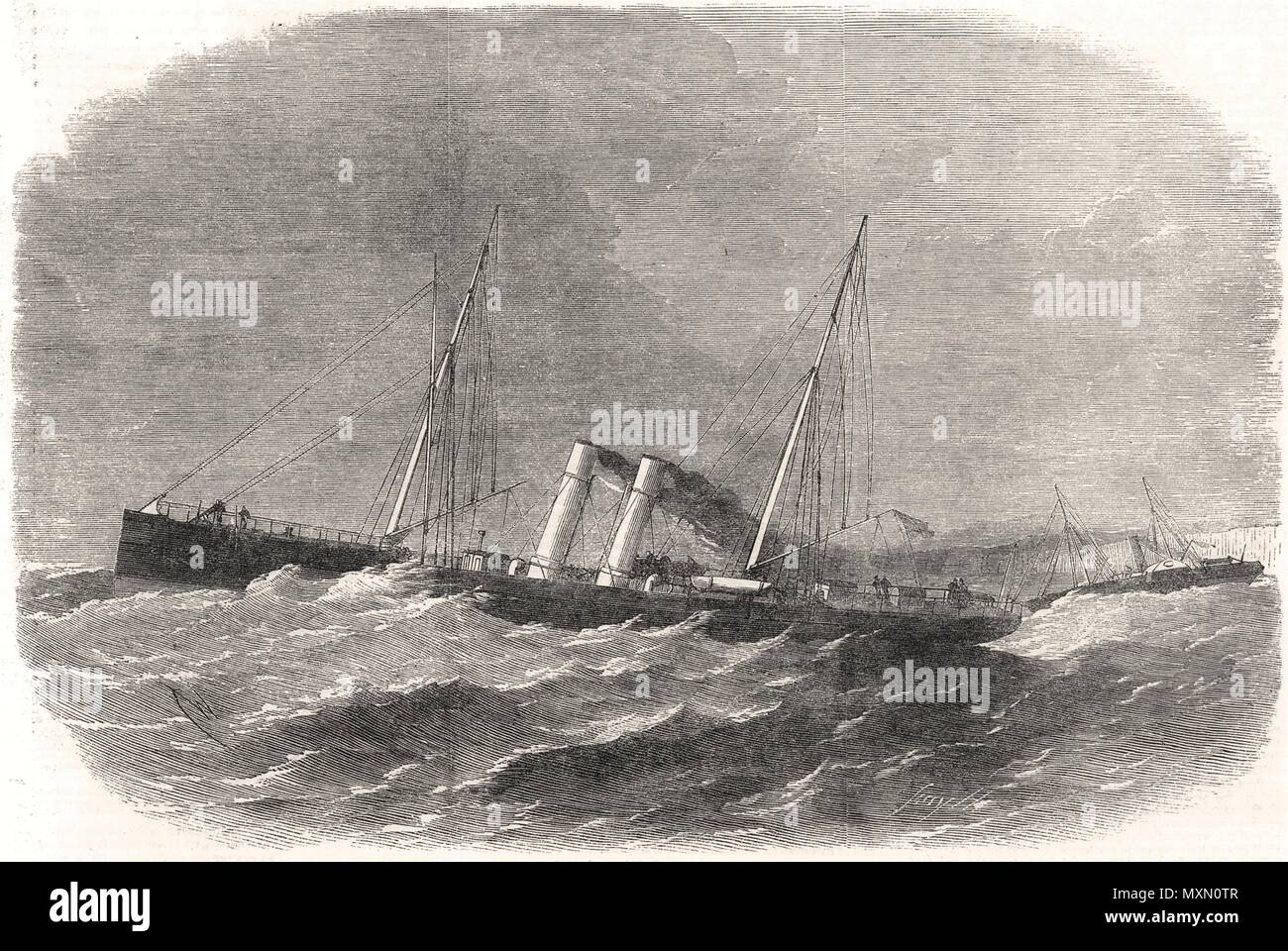 Channel race between the Atalanta & Dover mail-packet Empress 1864. The ...