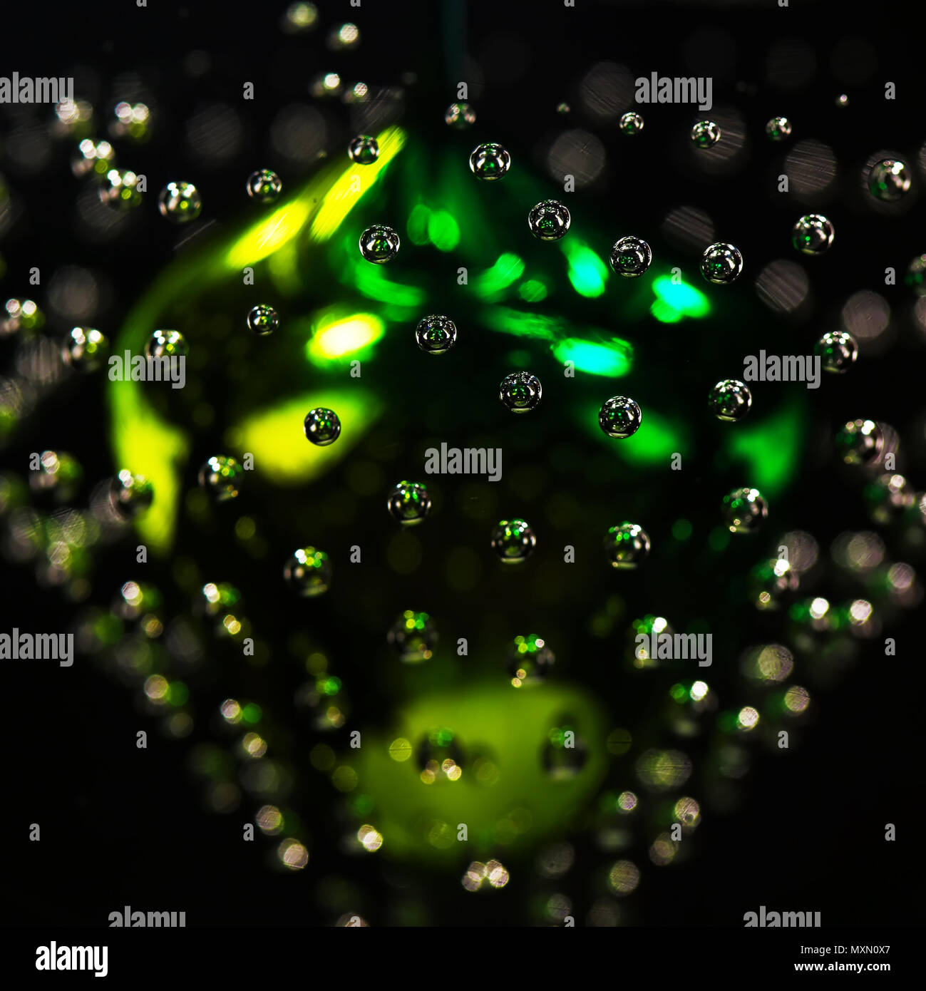 Handmade beautiful art glass with bubbles inside. Close up photo as ...