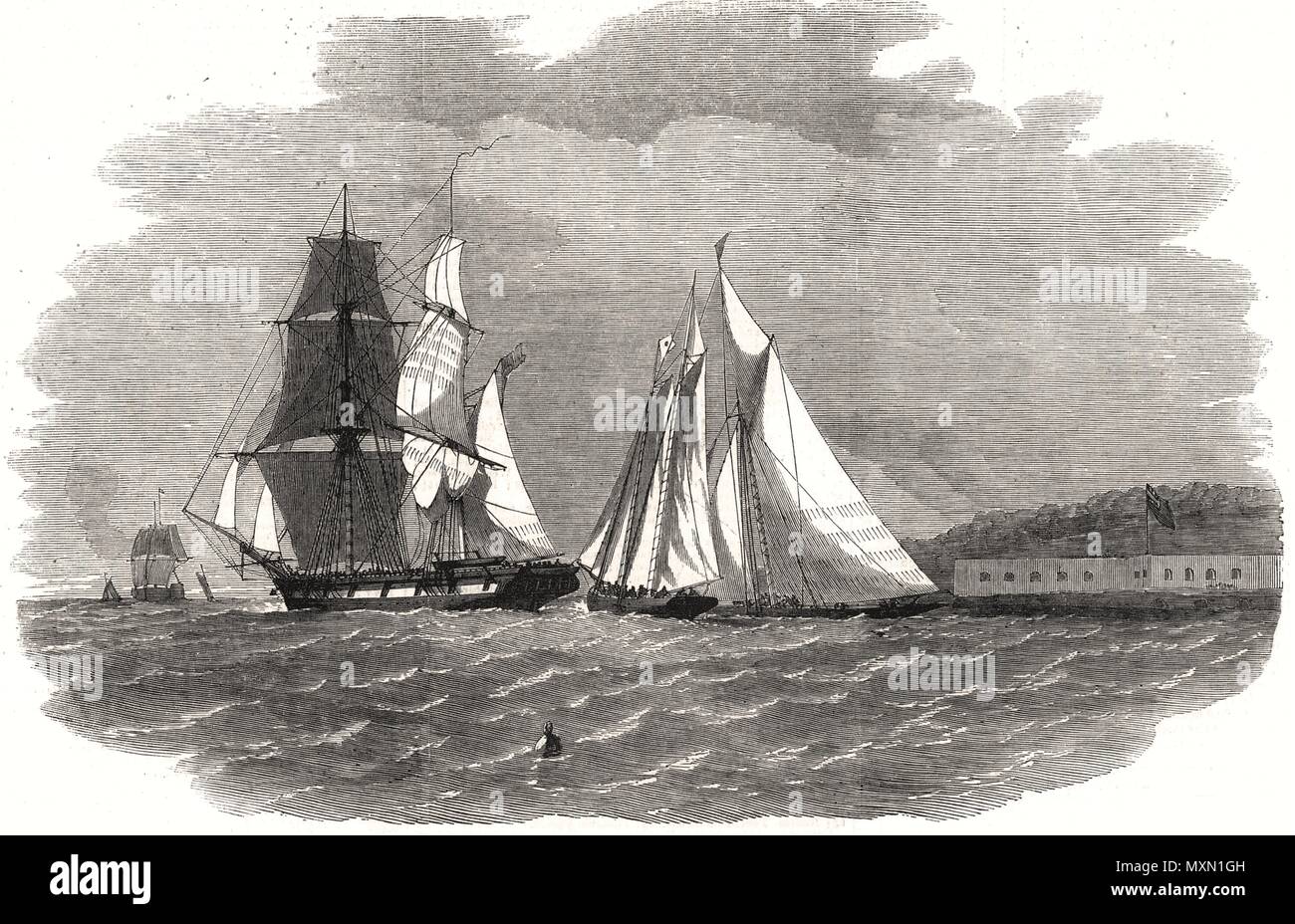 Sailing match round the Isle of Wight. Shadow cutter & Coquette ...