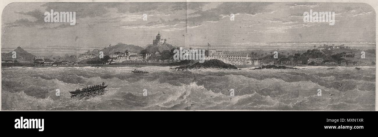 The Gold Coast (Ghana) Panoramic view of Cape Coast Castle. Ghana 1874 ...