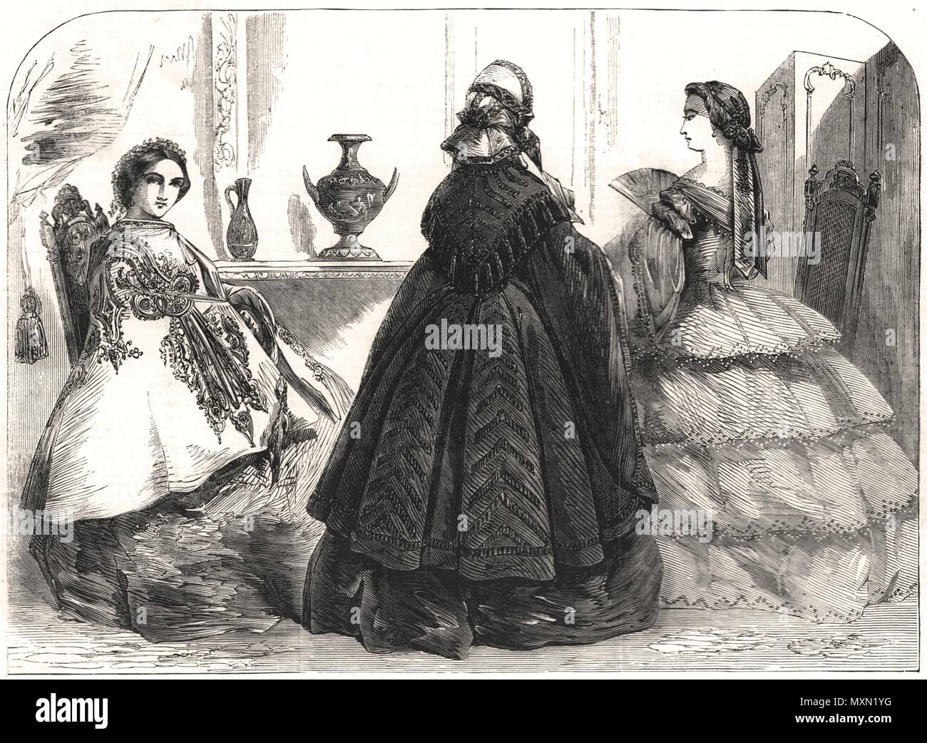 Fashions for the new year 1858. The Illustrated London News Stock Photo ...