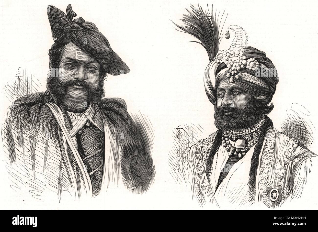 The Maharajah Scindia of Gwalior; the Maharajah of Kashmir 1876. The ...
