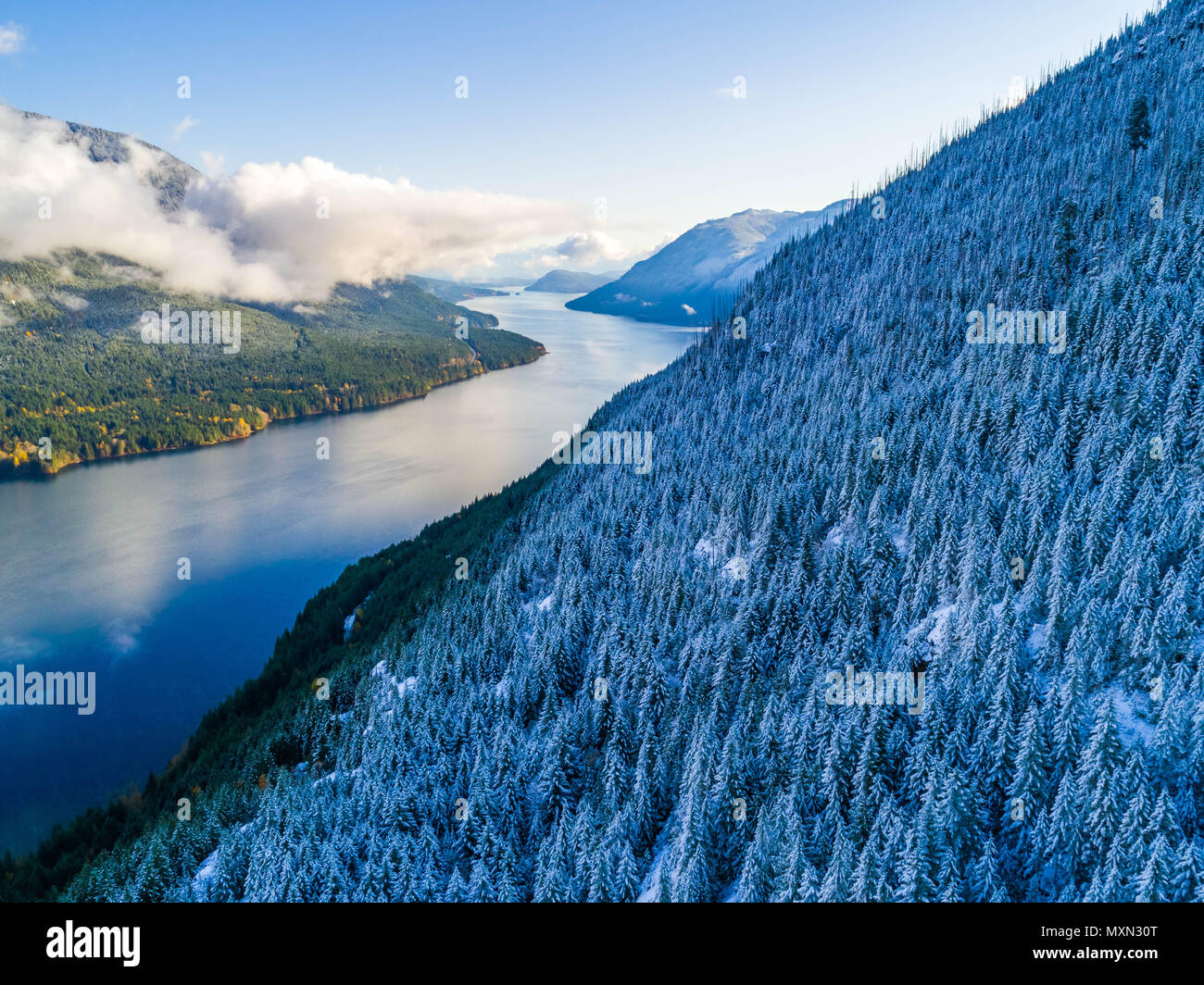 aerial shot showing the contrasts between north face and south facing ...