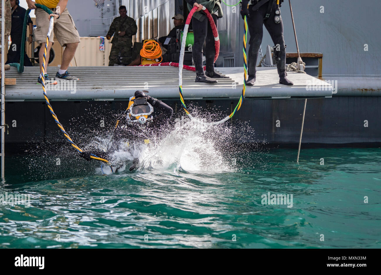 A U.S. Army engineer diver with the 511th Engineer Dive Detachment from ...