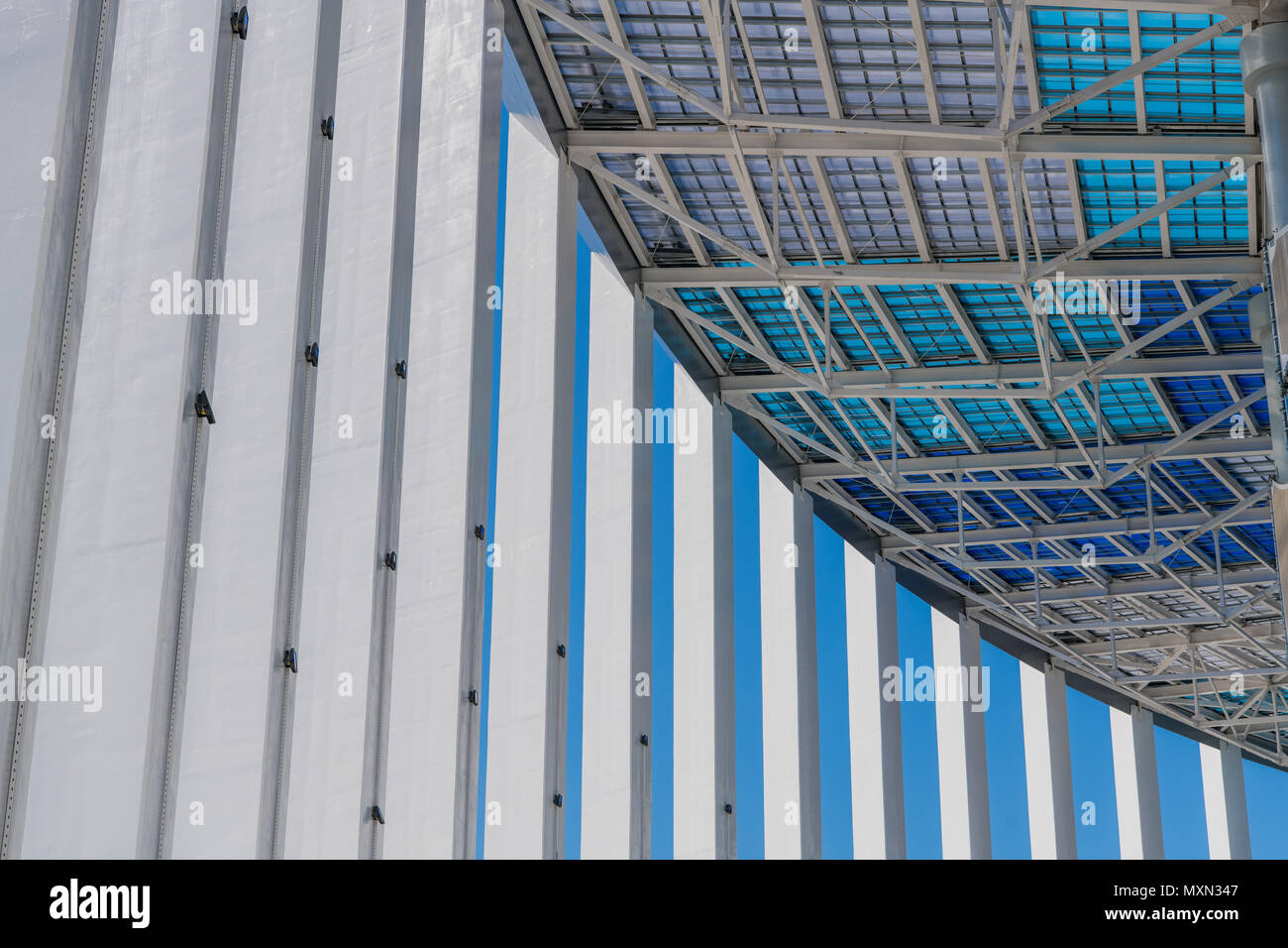 Elements of the stadium construction. Construction of the stadium roof ...