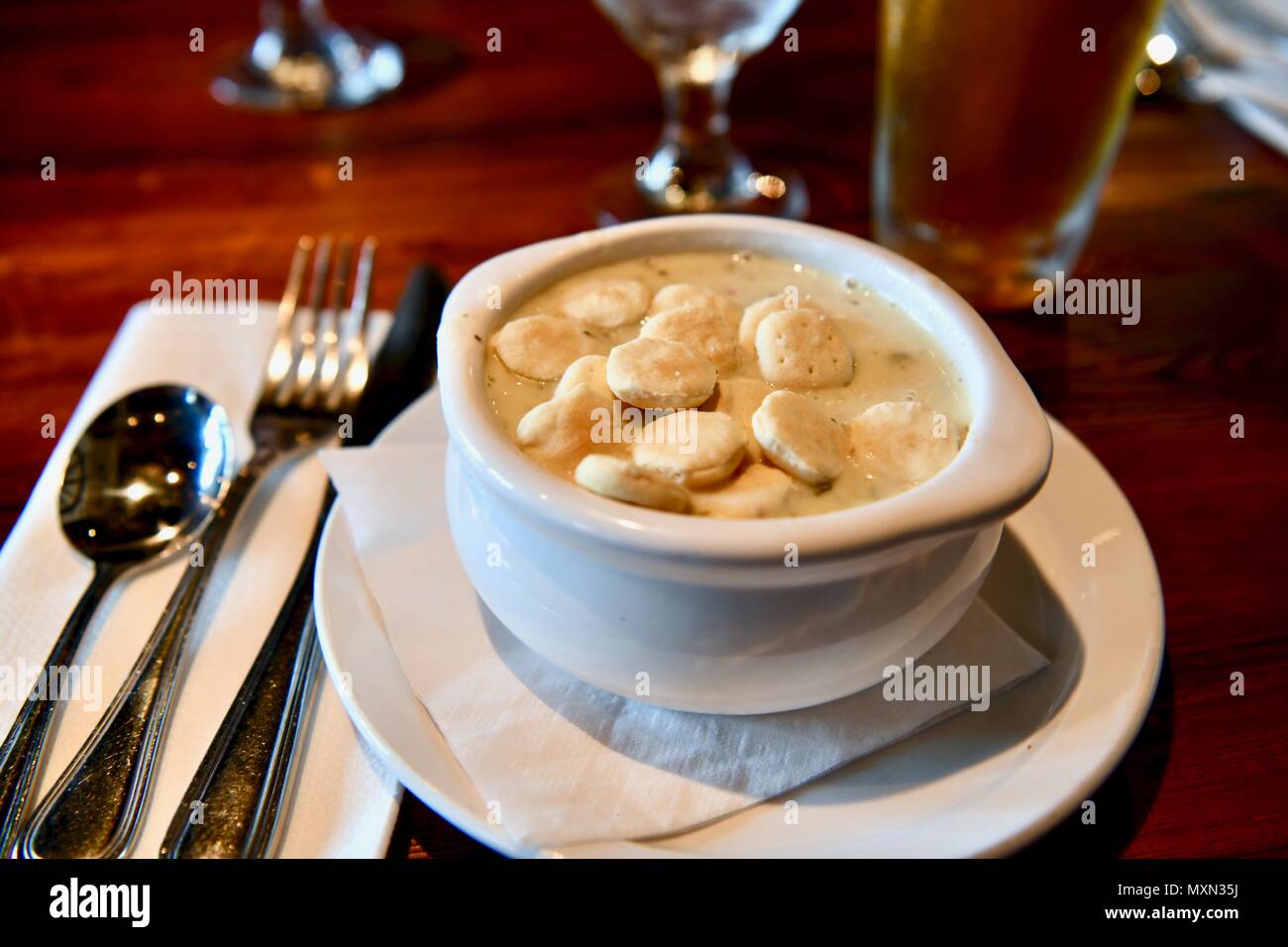 Cup of freshly made New England clam chowder Stock Photo - Alamy