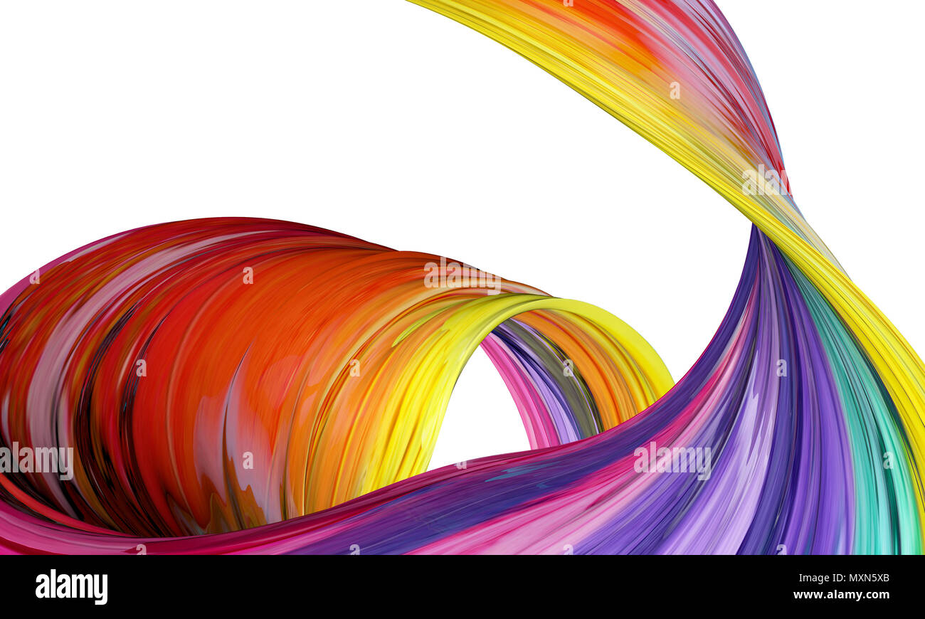 Abstract brush stroke flowing line. Creative background. 3D Rendering ...