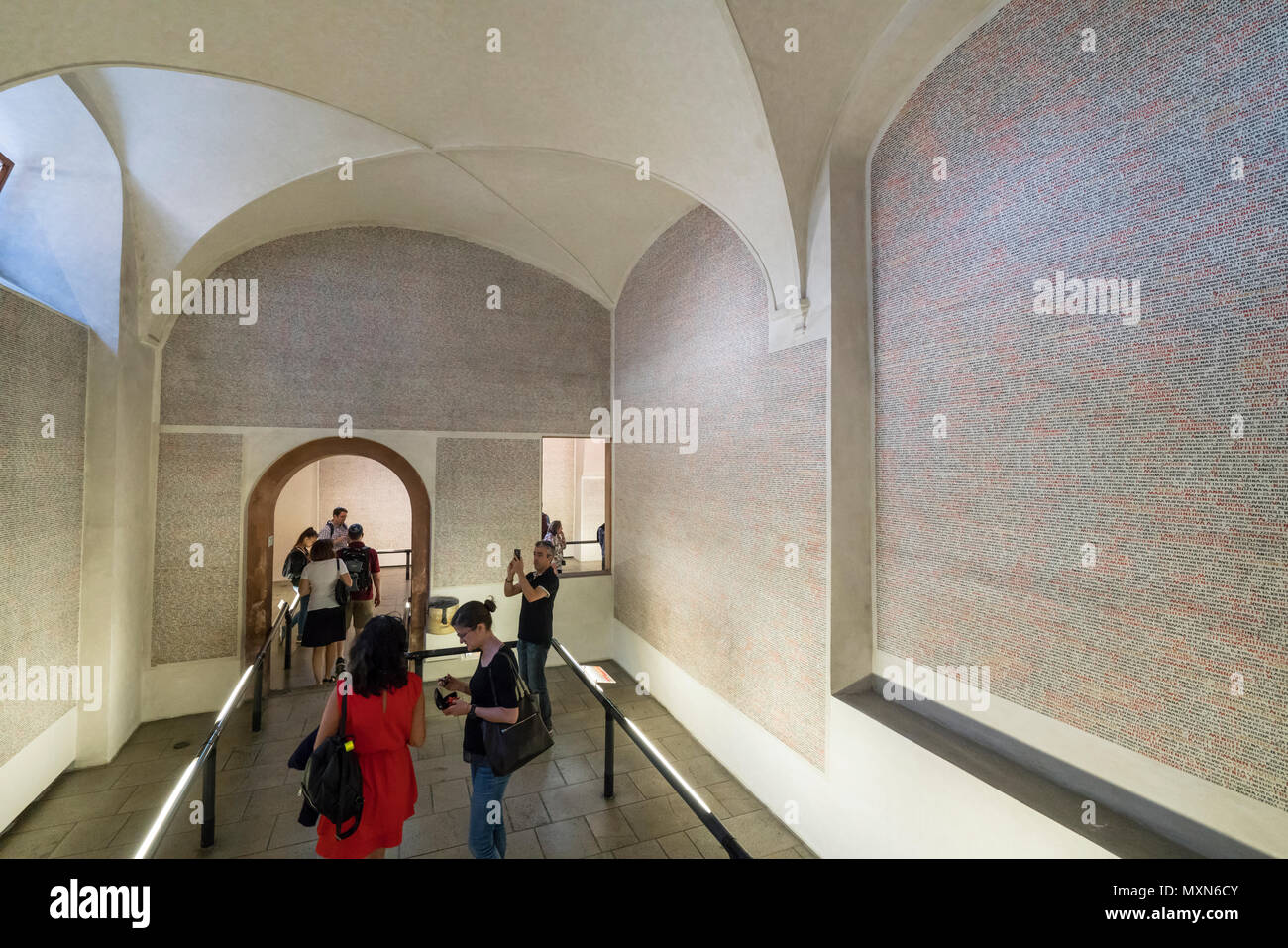 the internal view of the Pinkas Synagogue in Prague, Czech Republic ...