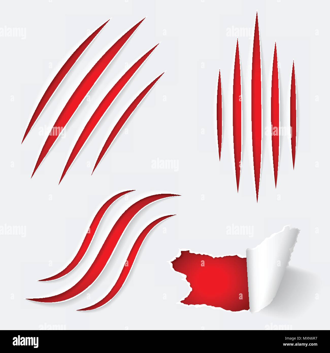 Realistic Torn Paper and Scratch Claws Stock Vector Image & Art - Alamy