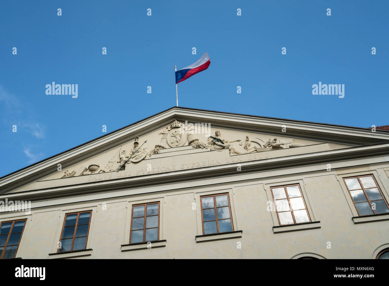 The Czech flag waving over a palace in Prague, Czech Republic Stock ...