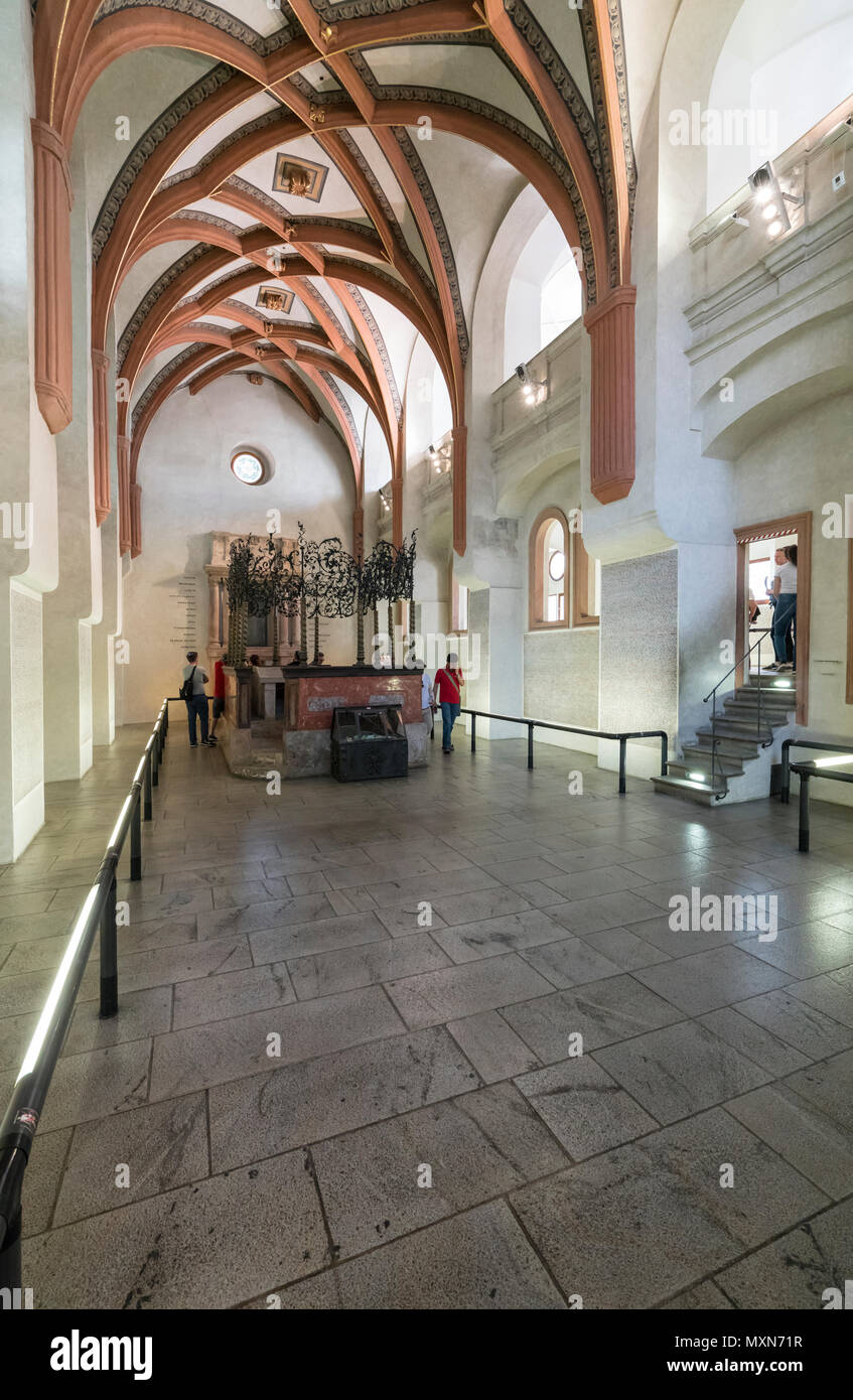 the internal view of the Pinkas Synagogue in Prague, Czech Republic ...