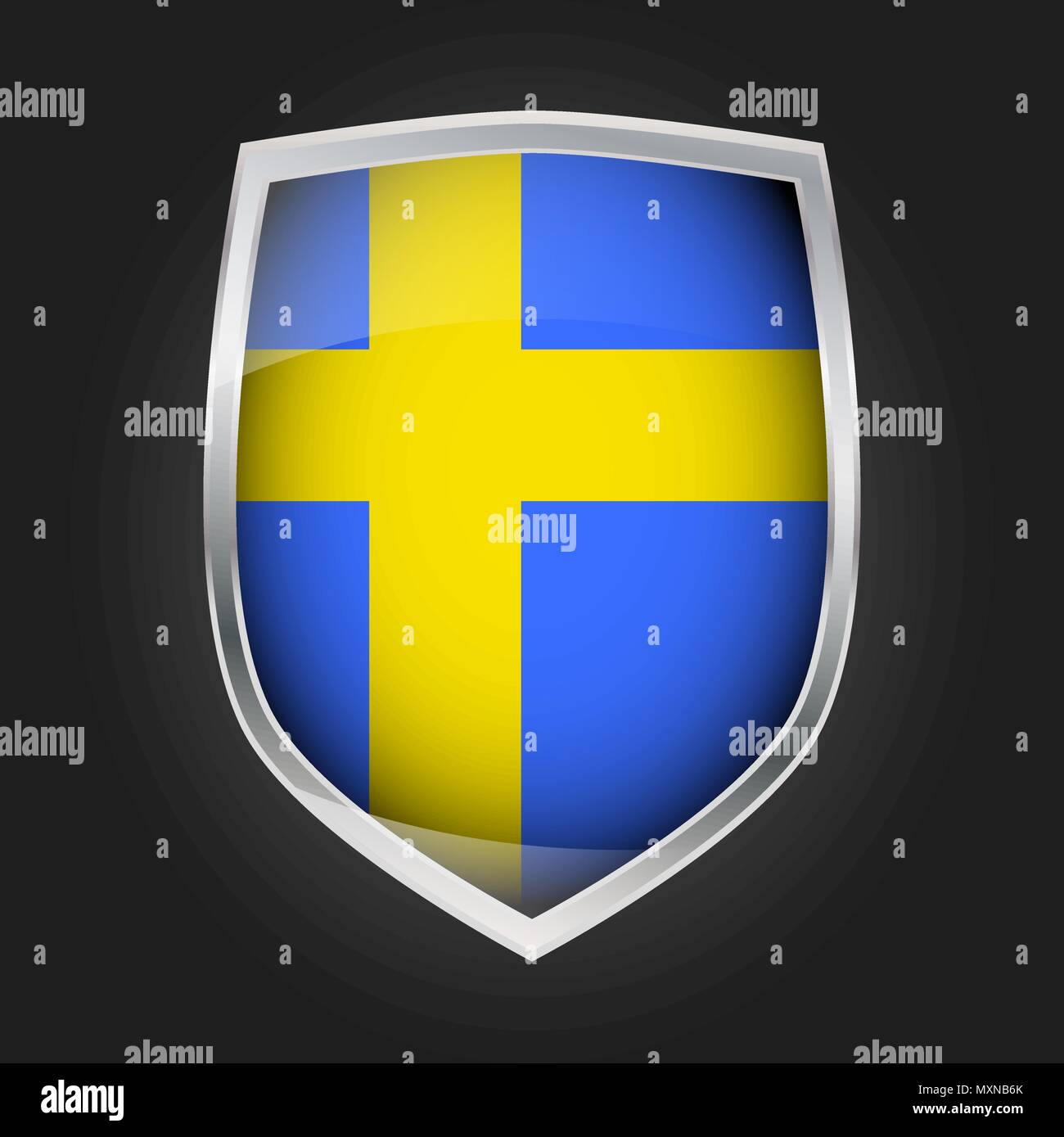 Shield with flag of Sweden, vector illustration Stock Vector Image ...