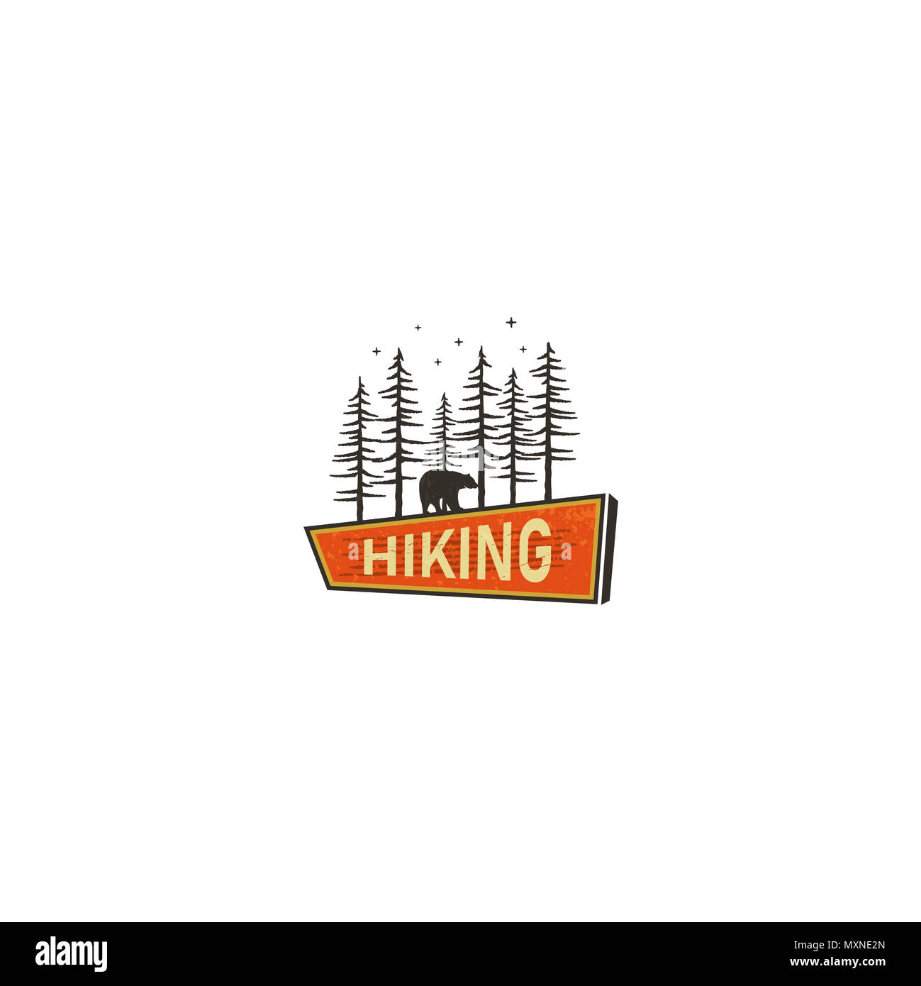 Vintage Hand drawn camping sign, travel badge - Hiking sign. Old retro ...