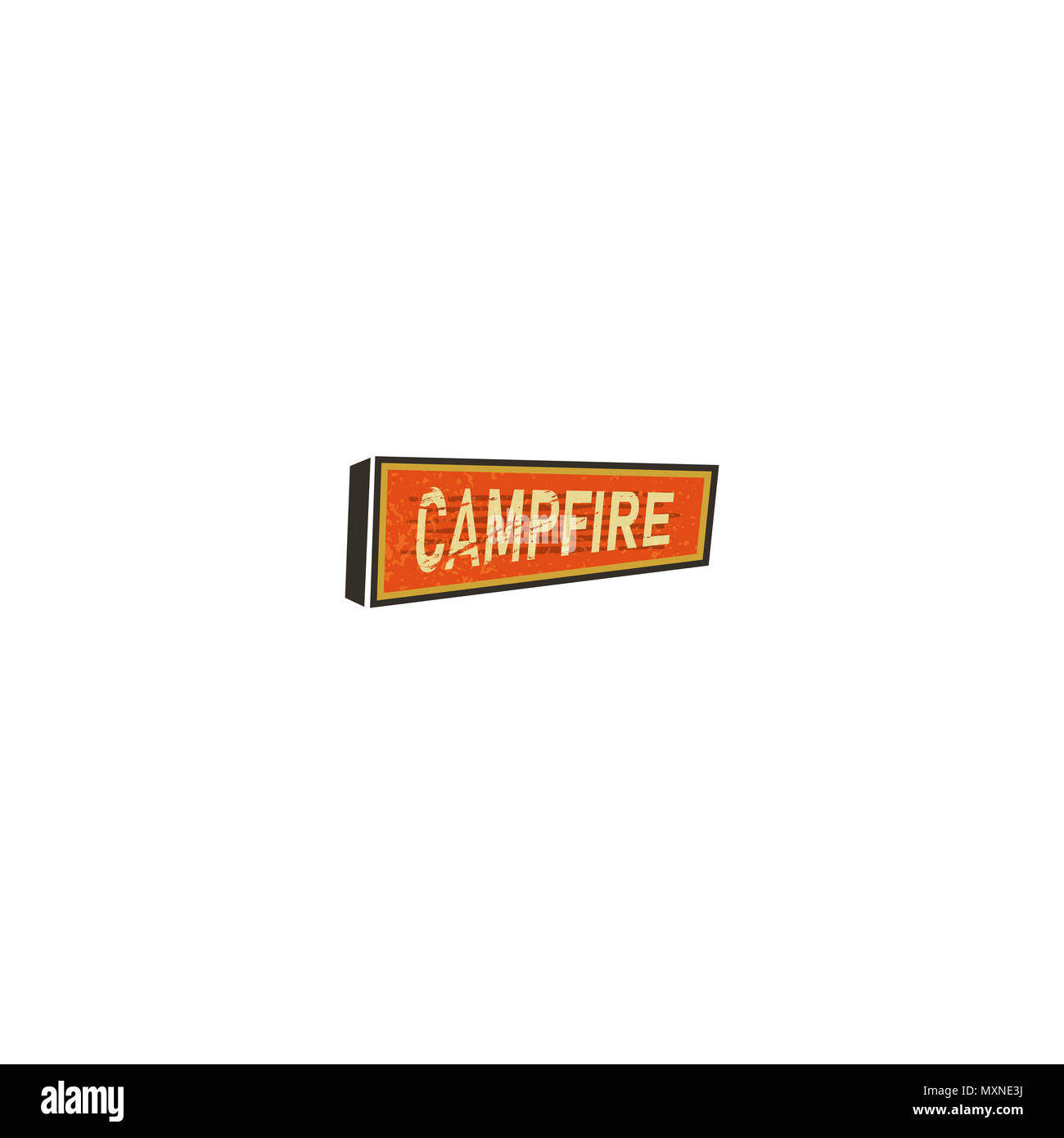 Vintage Hand drawn camping sign, travel badge - campfire. Old retro ...
