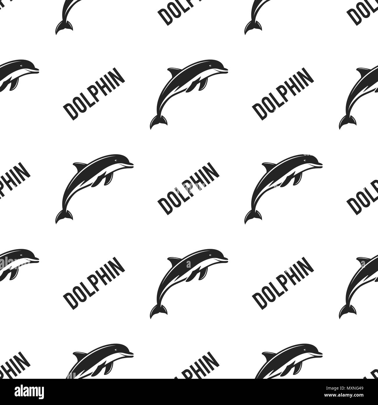 Dolphin seamless with typography sign. Wild animal wallpaper. Stock ...