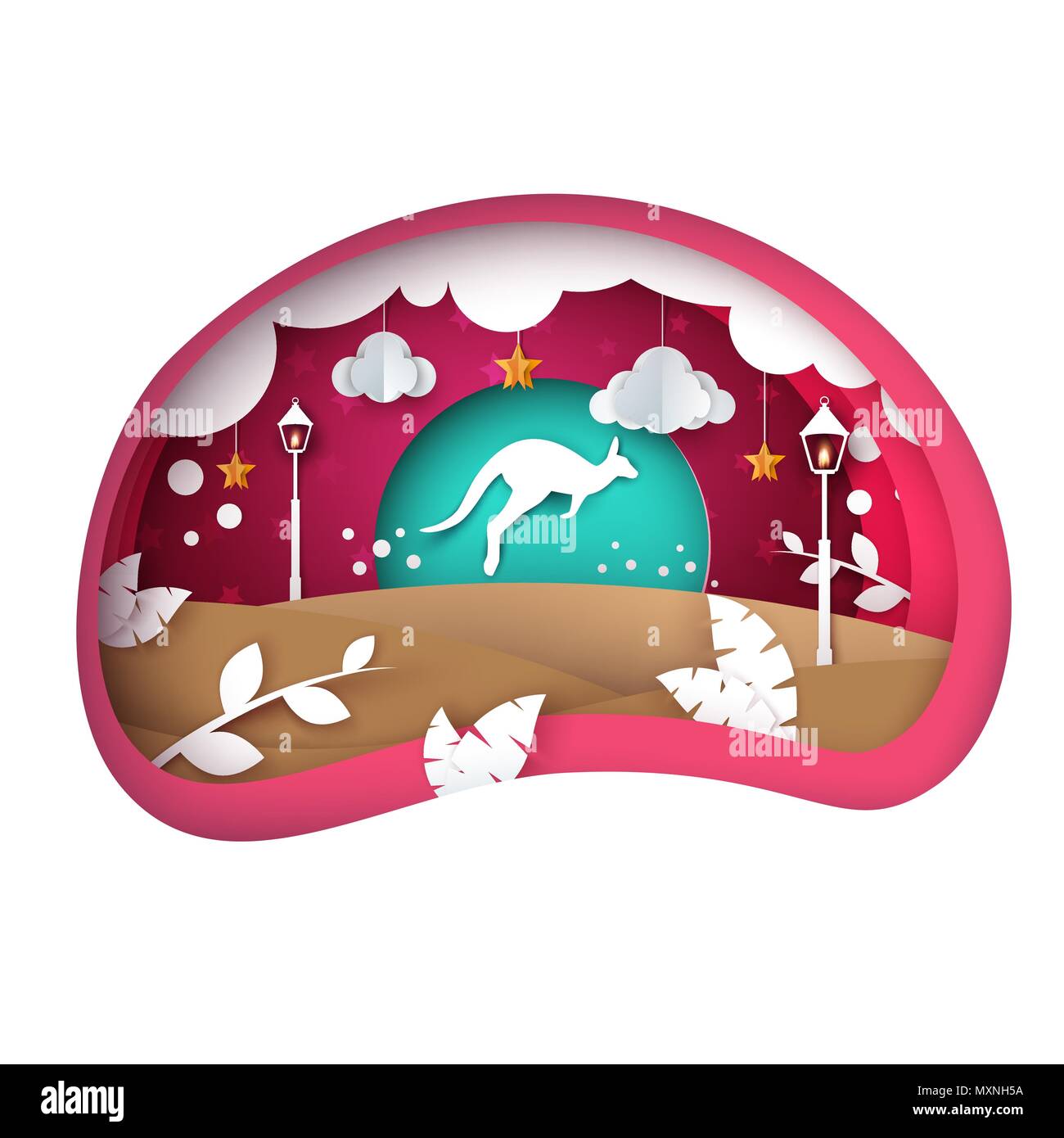 Kangaroo illustration. Paper summer landscape Stock Vector Image & Art ...