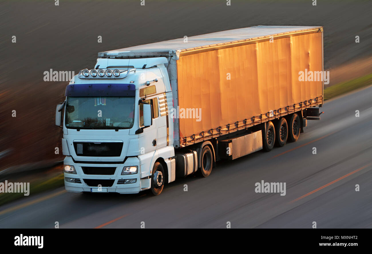 Highway with cars and Truck Stock Photo - Alamy