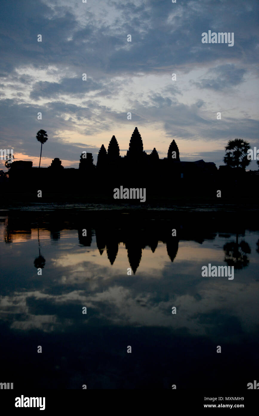 Sunrise at the Angkor Wat Temple in the Temple City of Angkor near the ...