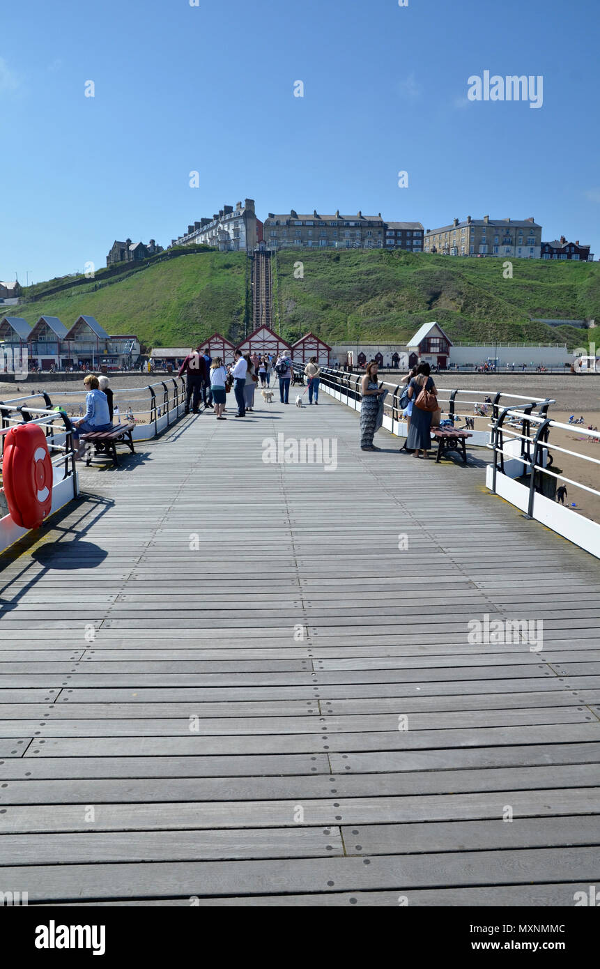 The Pier at the seaside resort of Saltburn in North Yorkshire Stock ...