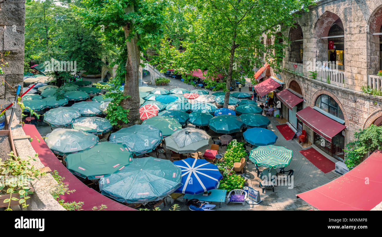 High resolution panoramic view of courtyard of historical Koza Han(Silk ...