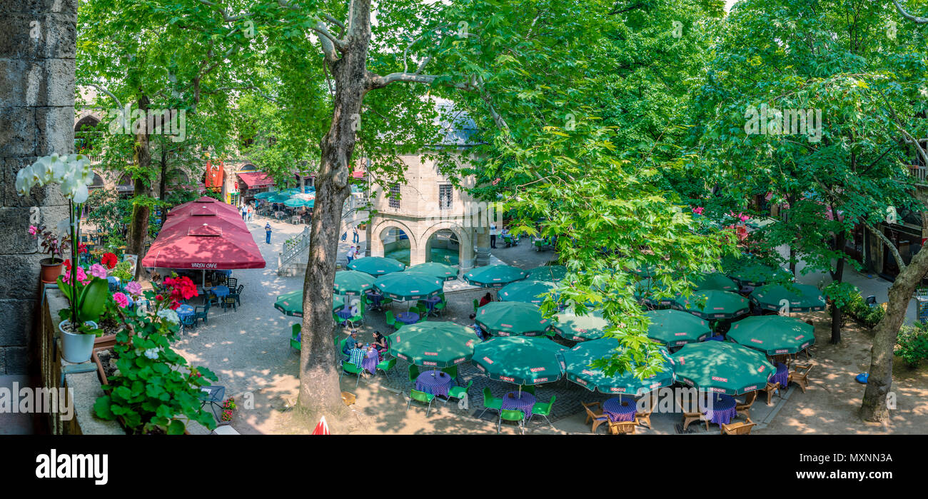 High resolution panoramic view of courtyard of historical Koza Han(Silk ...