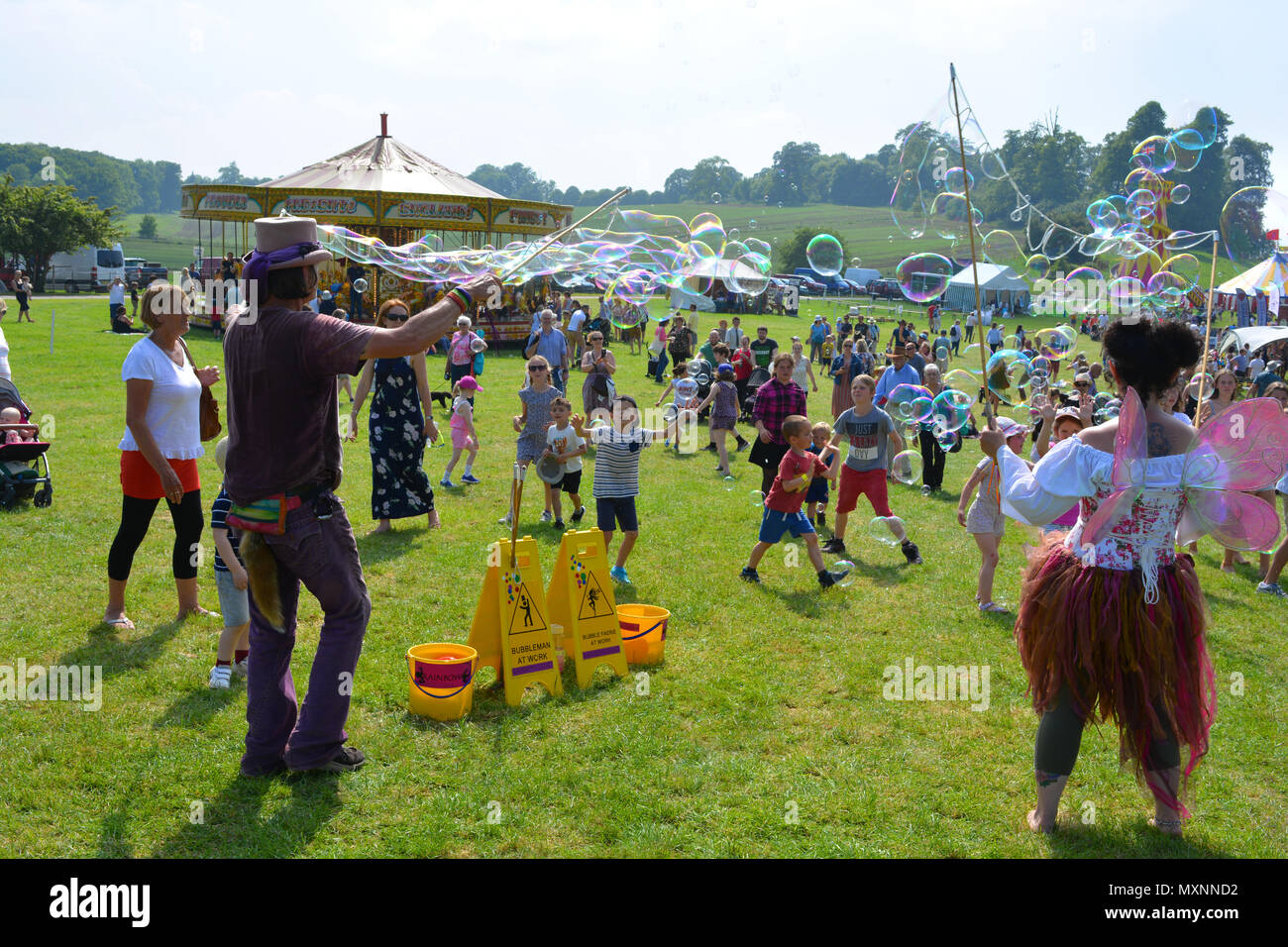 Bubblemania making soap bubbles to entertain the crowds at the annual ...