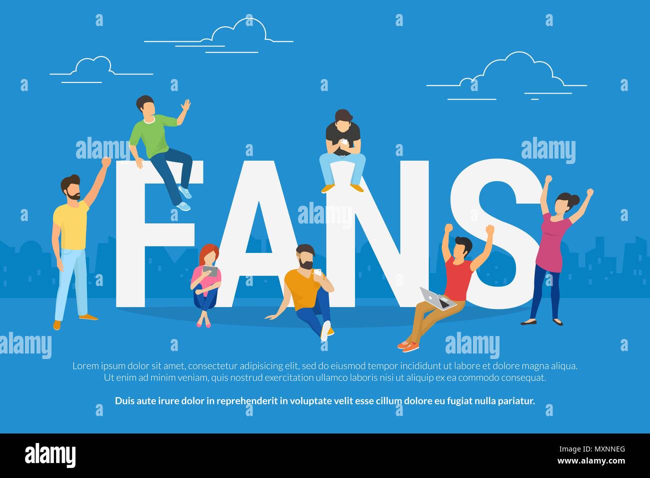 Football world cup fans. Flat people using laptop and smartphone for ...