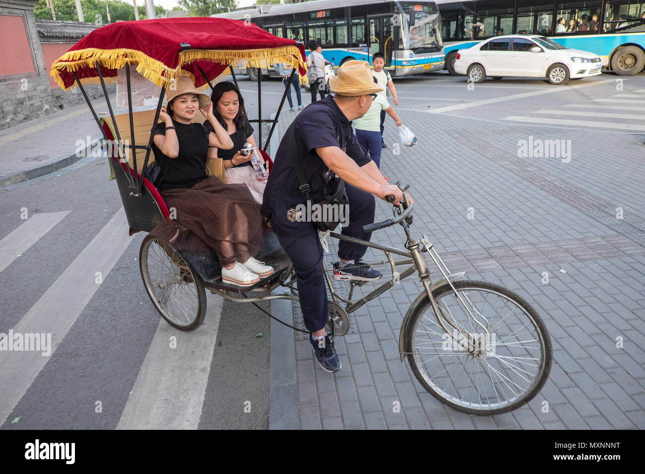 Pedicam,rickshaw,cycling,bicycle,tourism,tourist,attraction,Beijing,Peking,China,Peoples ...