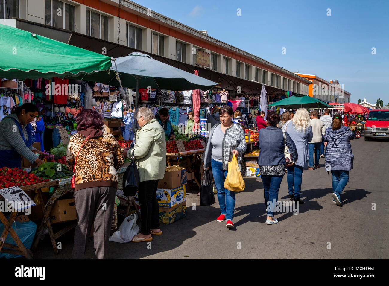 Ukrainian People Shopping At Privoz Market, Odessa, Ukraine Stock Photo ...