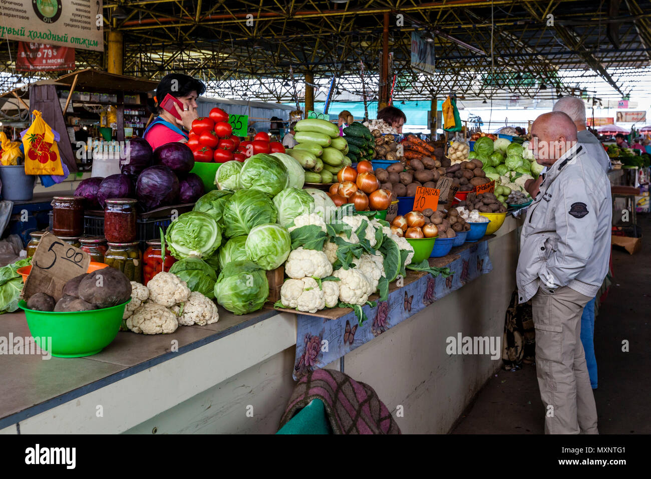 Ukrainian Men Shopping For Vegetables At The Privoz Market, Odessa ...