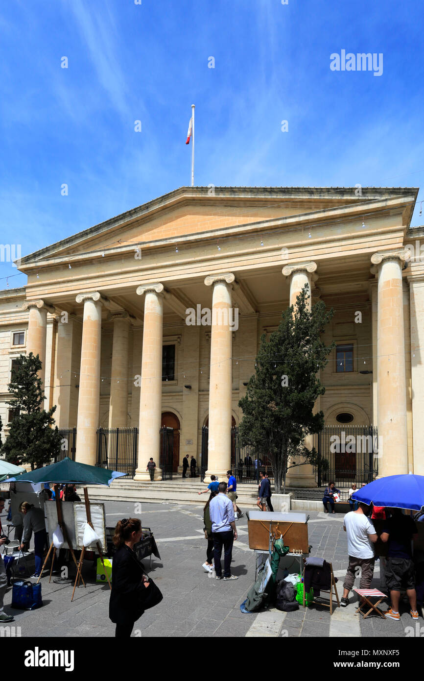 The Law Courts building, Republic St, Valletta city, Malta Stock Photo ...