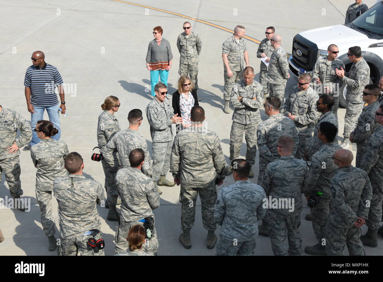 Gen. Hawk Carlisle, commander of Air Combat Command, visits with 379th ...