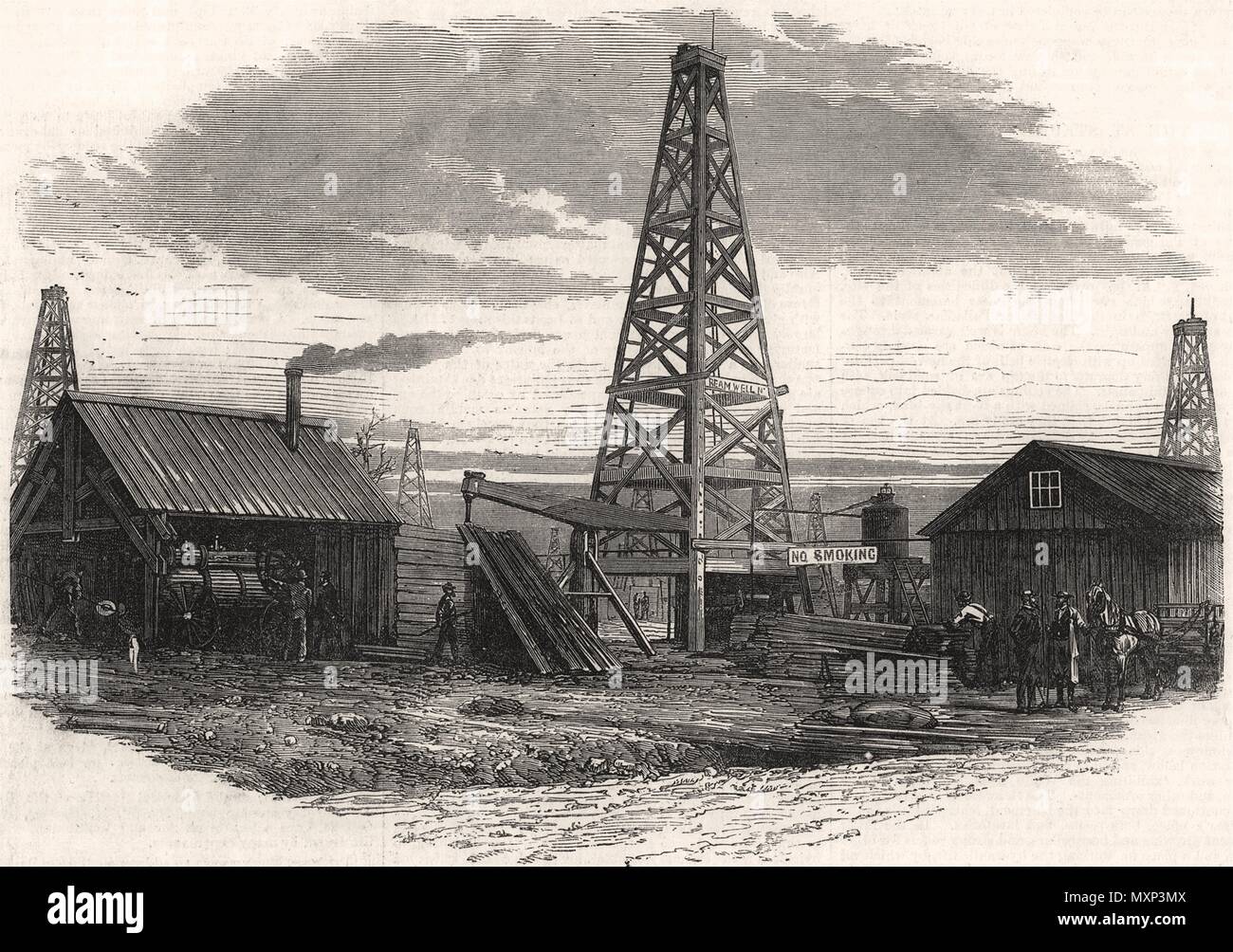 The land of oil exterior of an oil-working. Pennsylvania 1875. The ...