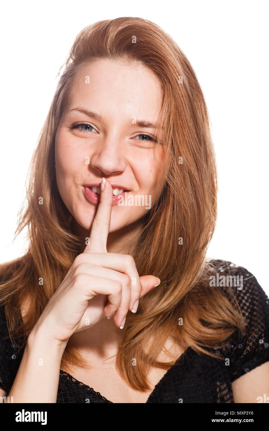 Portrait of funny emotional girl on white background Stock Photo - Alamy
