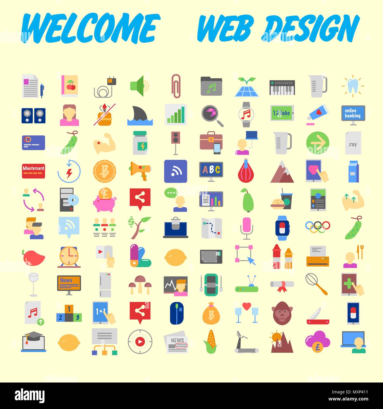 Set vector line icons in flat design with elements for mobile concepts ...